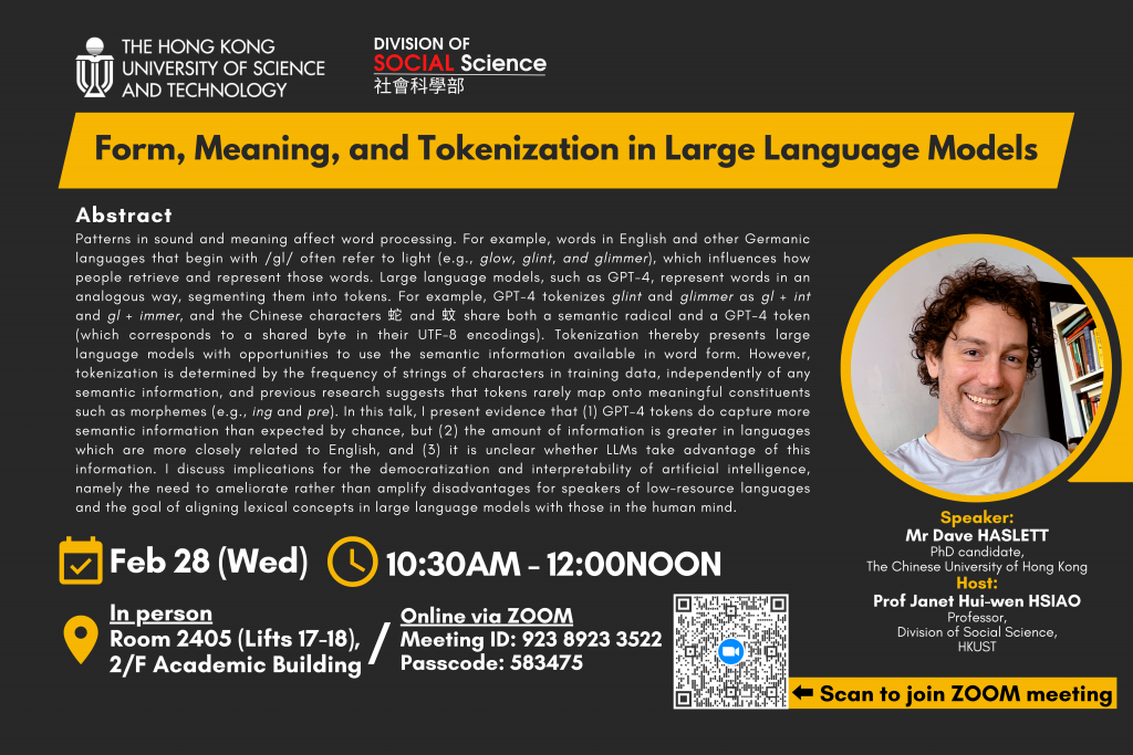 Form Meaning And Tokenization In Large Language Models University Event Calendar The Hong
